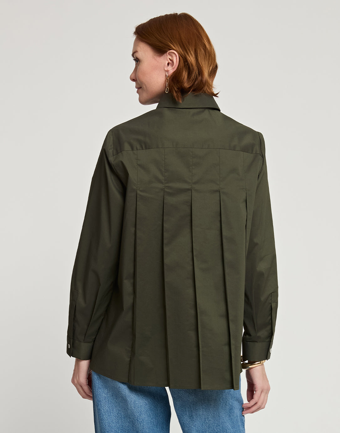 Sara Long Sleeve Pleated Back Cotton Shirt – Hinson Wu