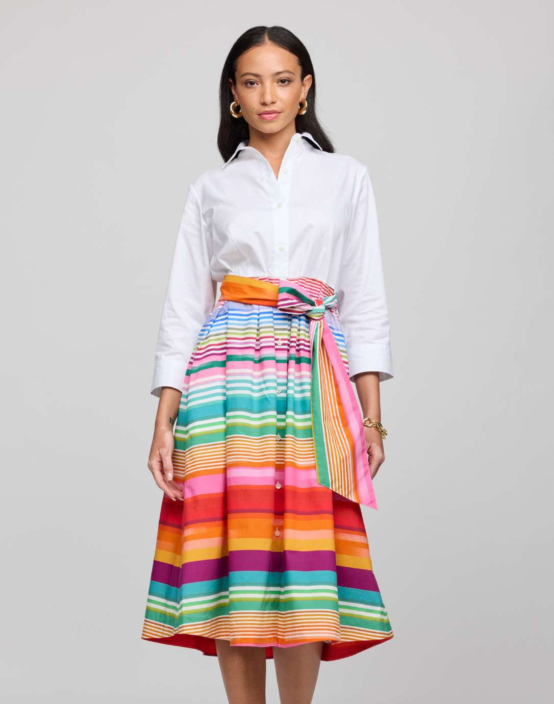 Robin 3/4 Sleeve Ombre Stripe Dress – Hinson Wu