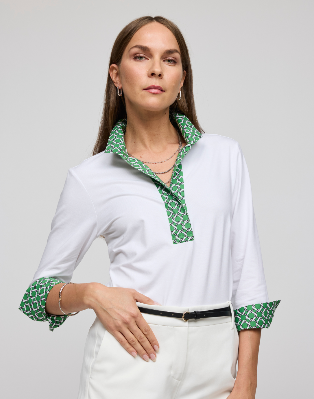 Ainsley 3/4 Sleeve Chain Link Shirt – Hinson Wu