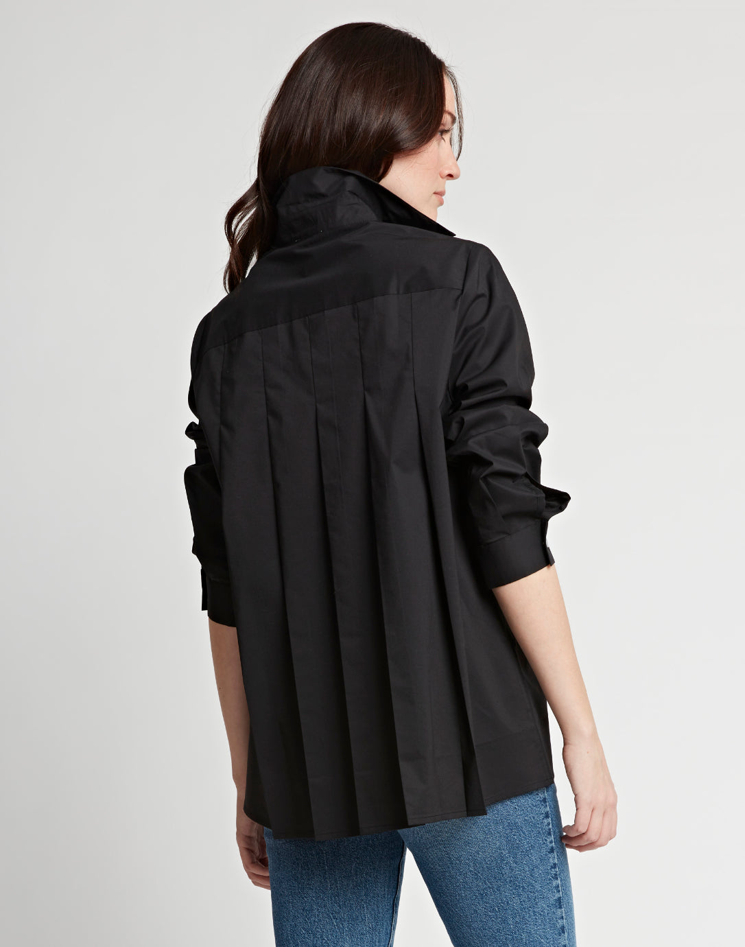 Sara Long Sleeve Pleated Back Cotton Shirt – Hinson Wu